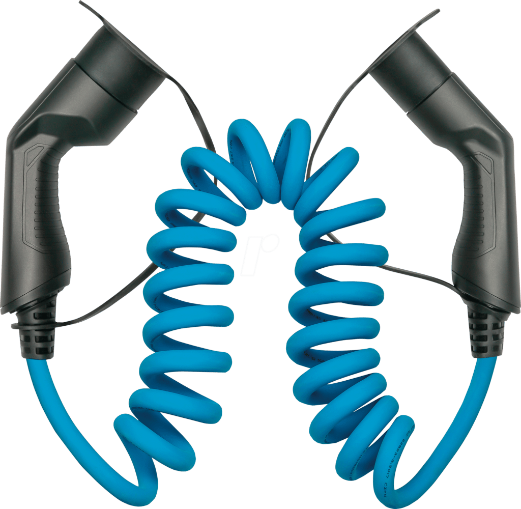 KM EVC04-050B - Typ 2 Kabel, für E-Fahrzeuge, 22 kW, 5,0 m, Spiralkabel ...